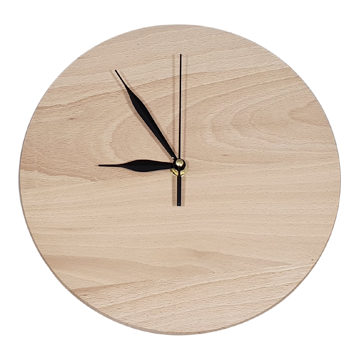 Klok rond beuken moderne wijzers; ongemonteerd (3002)